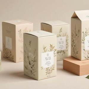 Custom Floral Tea Packaging. Colorful Natural Tea Design. Elegant ...