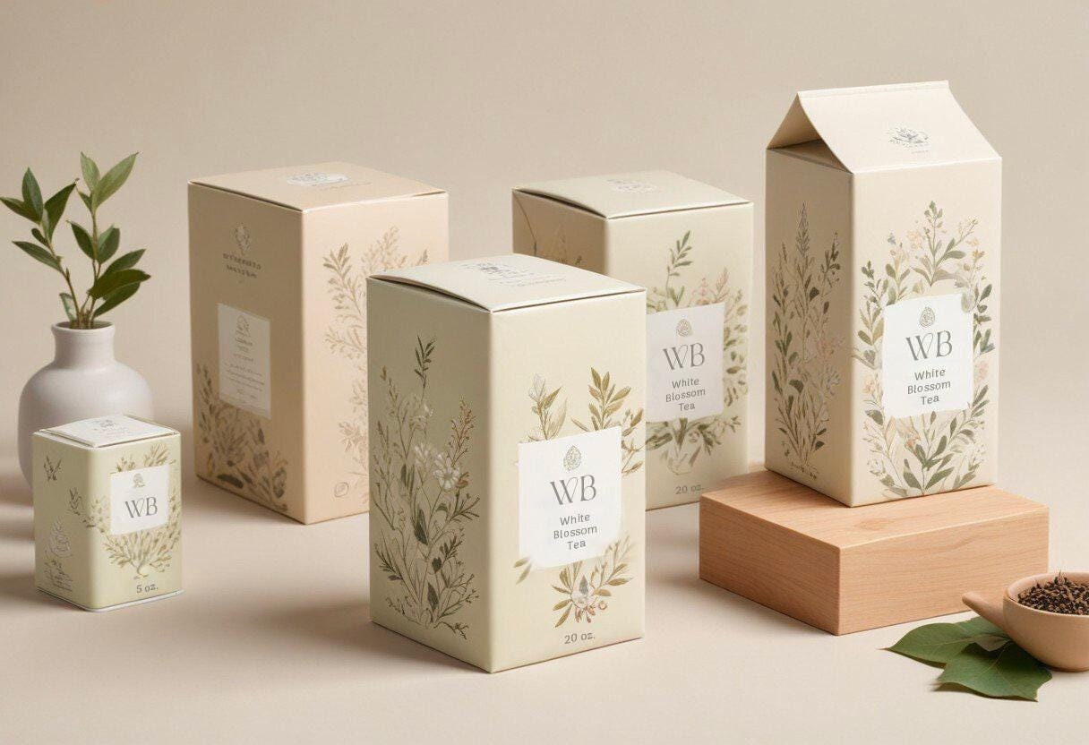 Custom Elegant Minimalist Tea Packaging. Modern Tea Box Design. Sleek ...