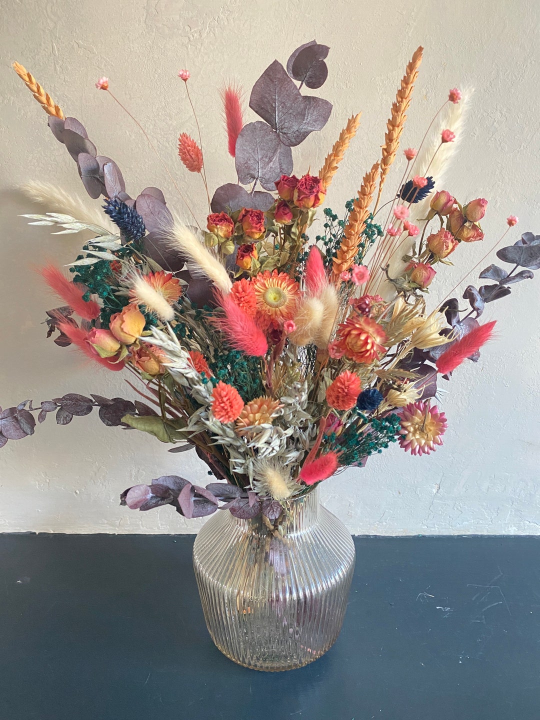 Bright Colour Pop Flowers. Dried and Preserved Flower Bouquet. Mothers ...