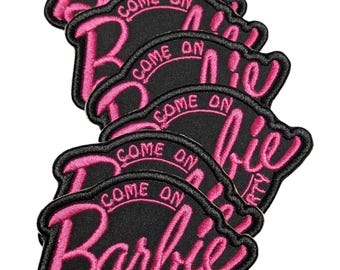 IRON ON Patch-barbie Logo Inspired-iron on Patches-glitter-embroidered ...