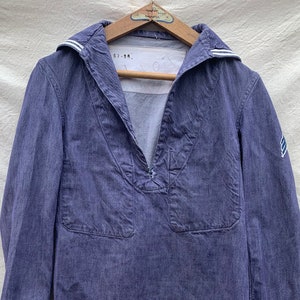 Vintage French Naval, Blue Linen Sailors Smock, Size S, 1950's. J30 - Etsy