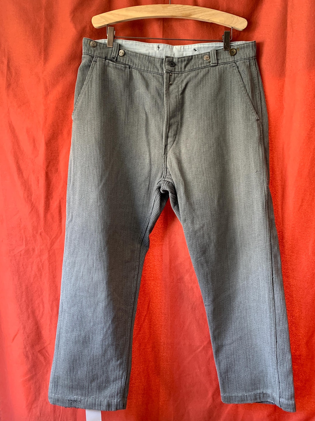 Vintage French Striped Corduroy Trousers, 1940's, Size W36, Farm ...