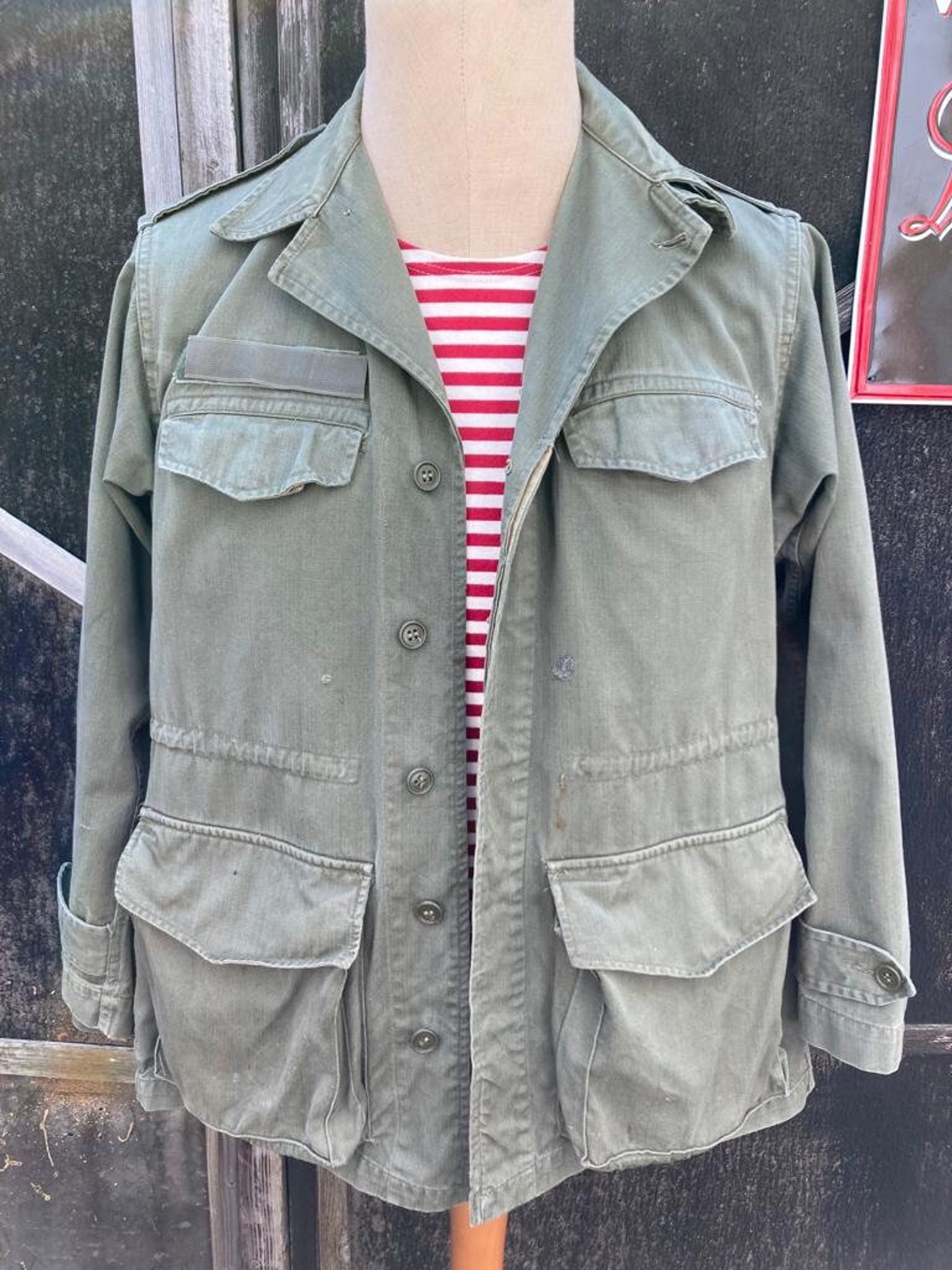 Size S, Vintage French M47 French Army Field Jacket, Early Pattern HBT ...