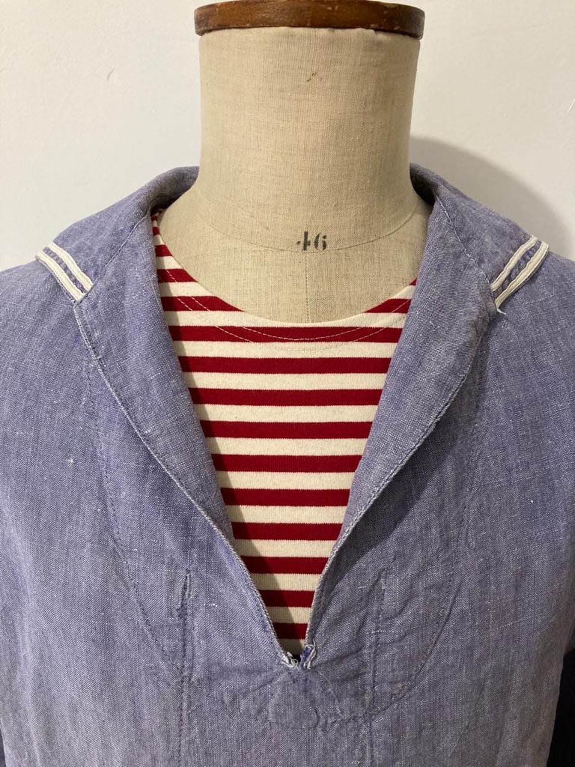 Vintage French Naval Blue Linen Sailors Smock Size S/M - Etsy