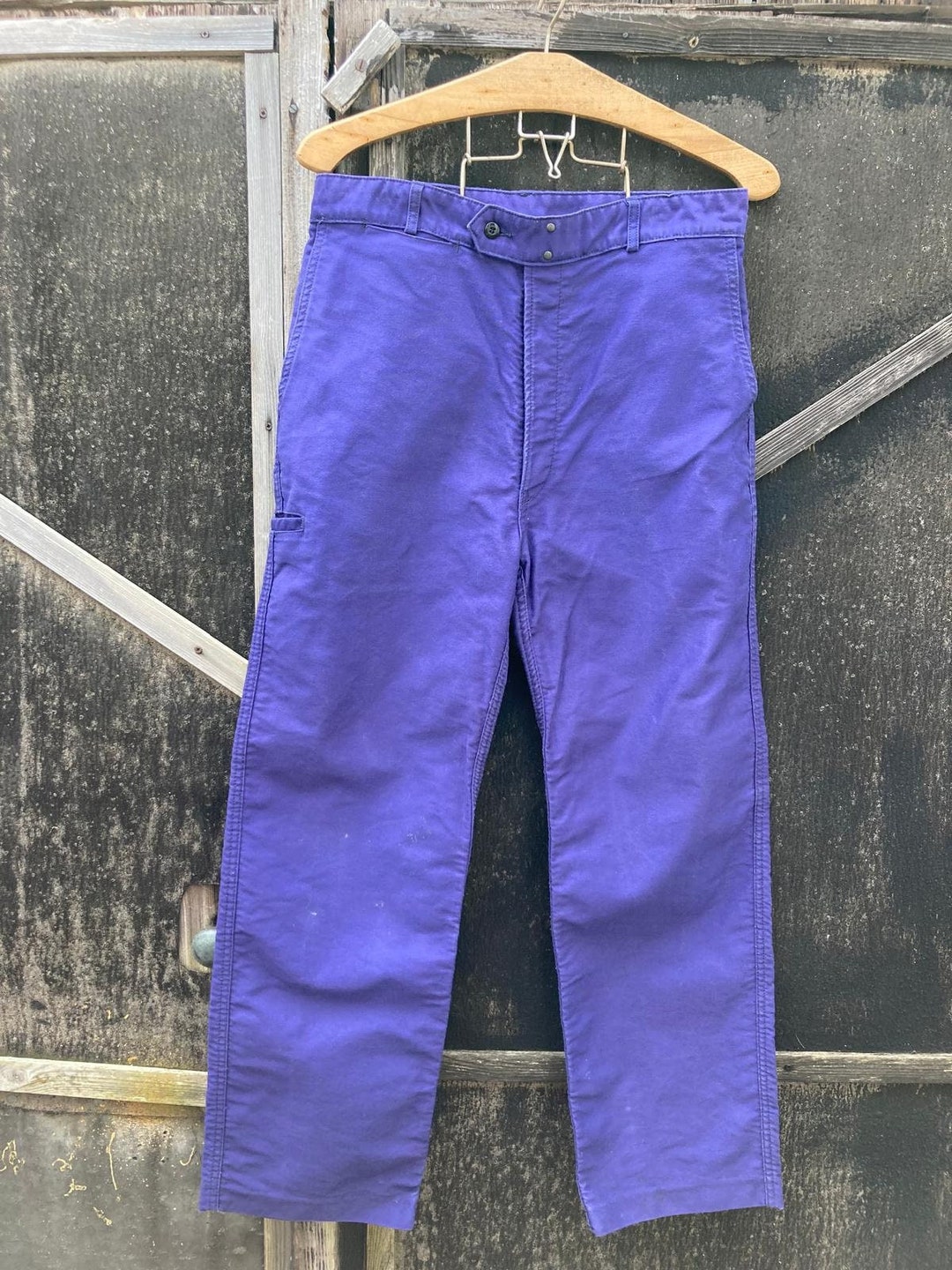 Vintage French Blue Moleskin Trouser, Size W32, Adolphe Lafont, Bleu De ...