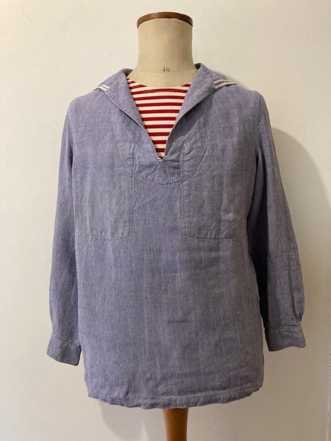 Vintage French Naval Blue Linen Sailors Smock Size S/M - Etsy