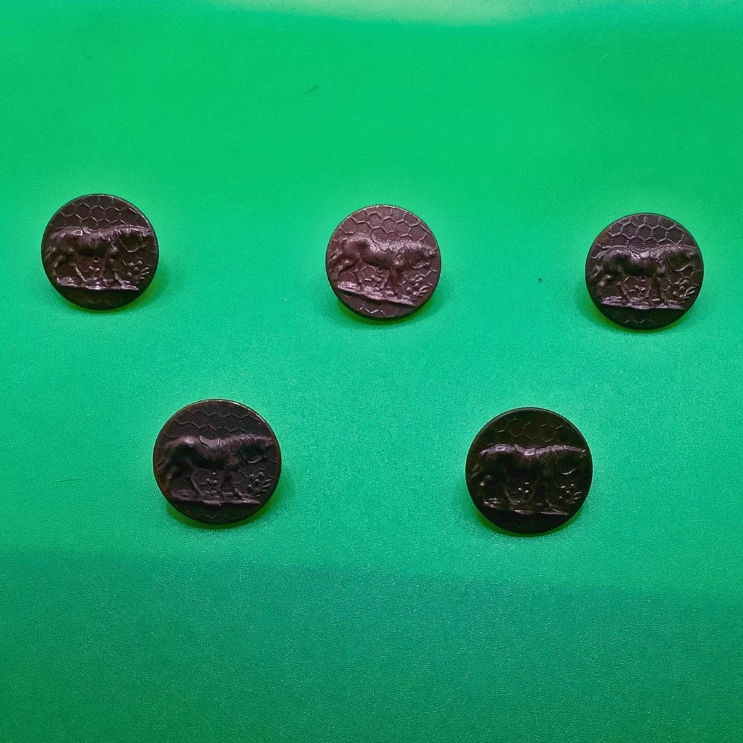 Antique French Buttons French Hunting. Set of 5 - 1900s Horse Scene ...