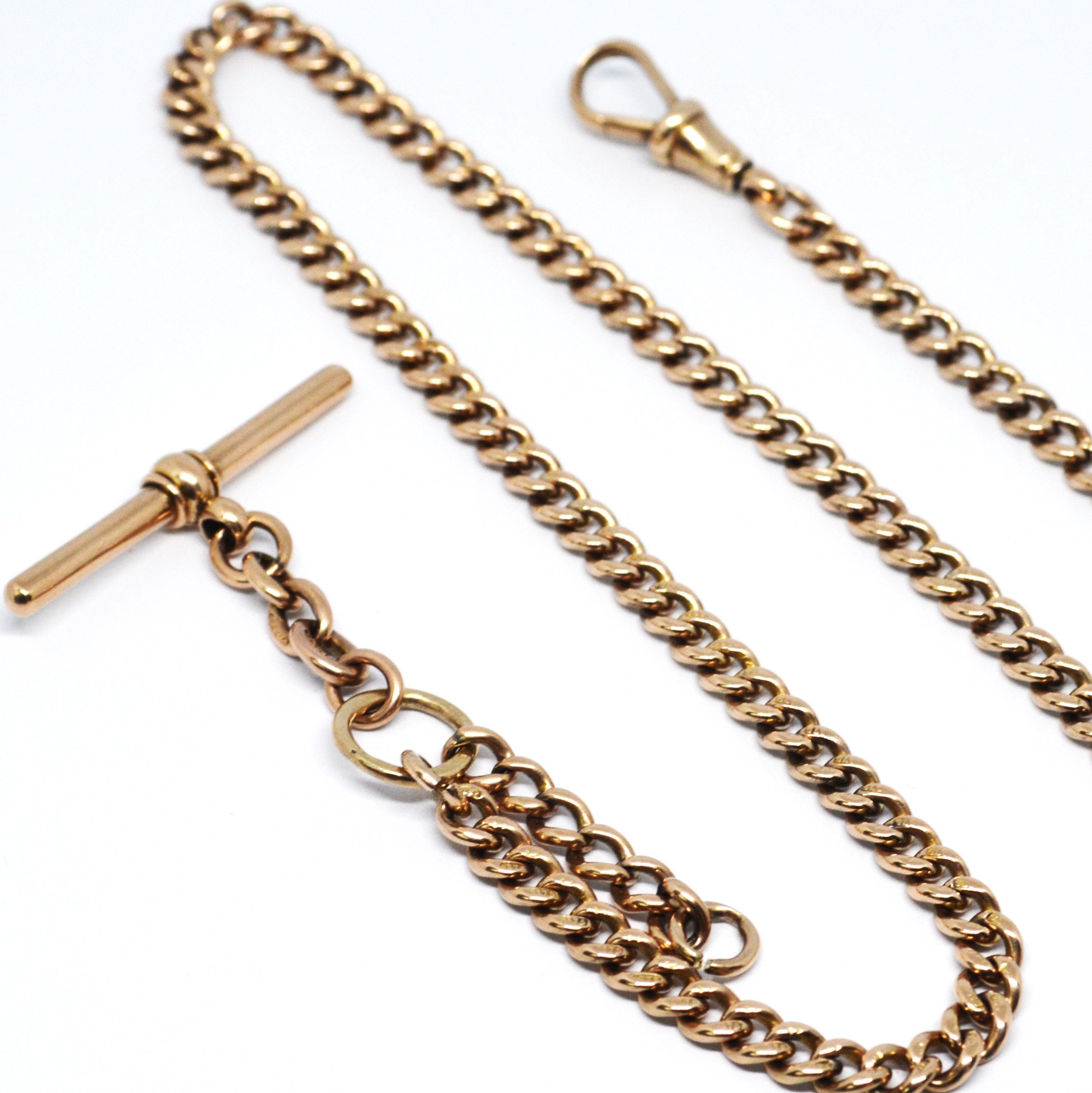 Solid Victorian 9ct Rose Gold Watch Chain With T-bar and Clip - Etsy