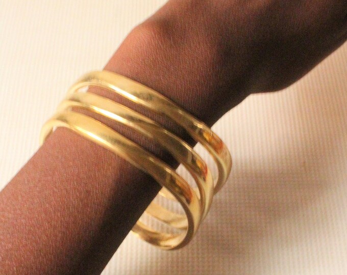 Wholesale Brass Cuffs- 3 Stacking Bracelet-brass Bracelet-solid Brass Cuff-gold Cuff-gift for ...