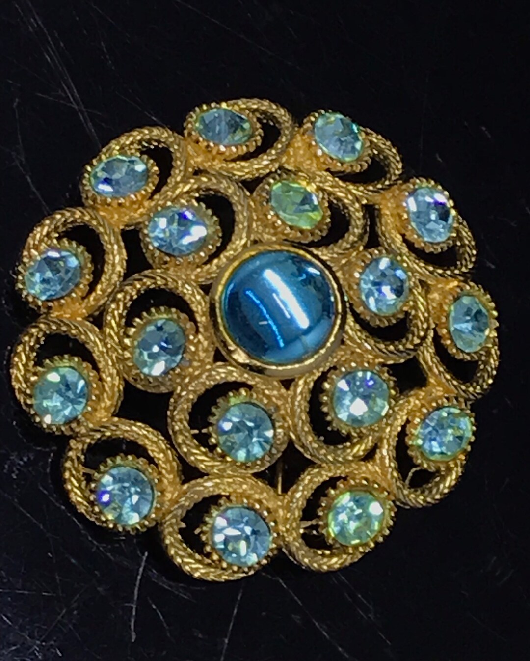 Vintage Sphinx Blue Brooch Signed Statement Rhinestone - Etsy