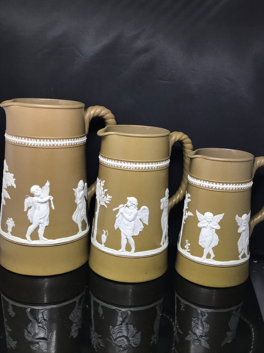 James Dudson Jasper Ware Antique Vase Taupe White Brown Jugs Set - Etsy