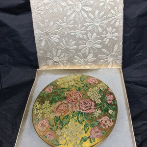 Vintage English Compact Pink Enamel Floral Gold - Etsy UK