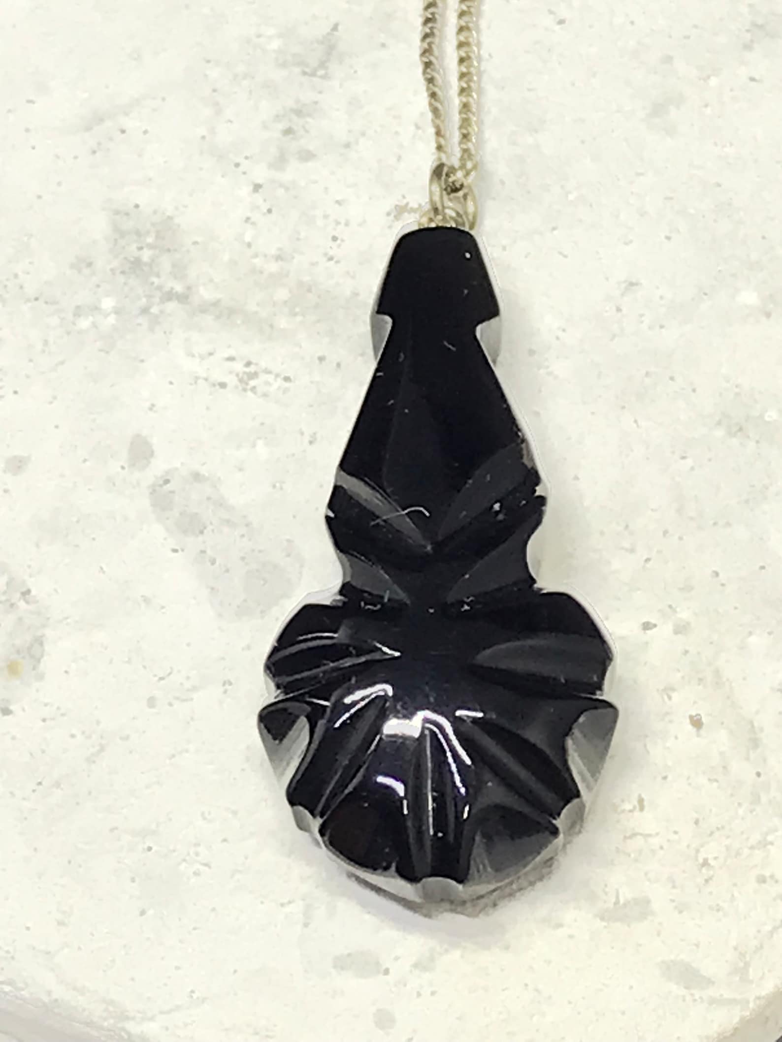 Whitby Jet Pendant Necklace Antique Unusual - Etsy
