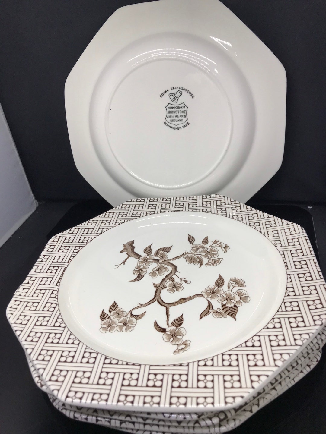 Set Six Meakin Octagonal Dinner Plates Innocence - Etsy