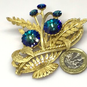Signed Exquisite Brooch Vintage Blue Rivoli - Etsy