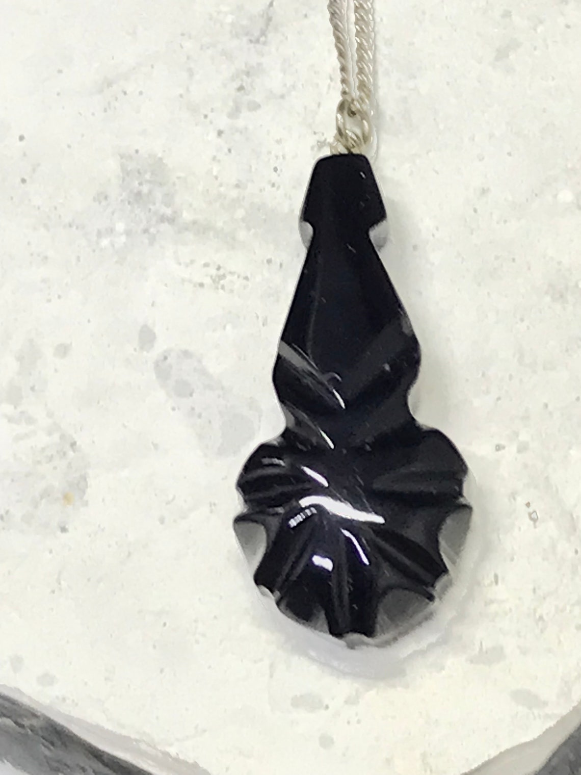 Whitby Jet Pendant Necklace Antique Unusual - Etsy
