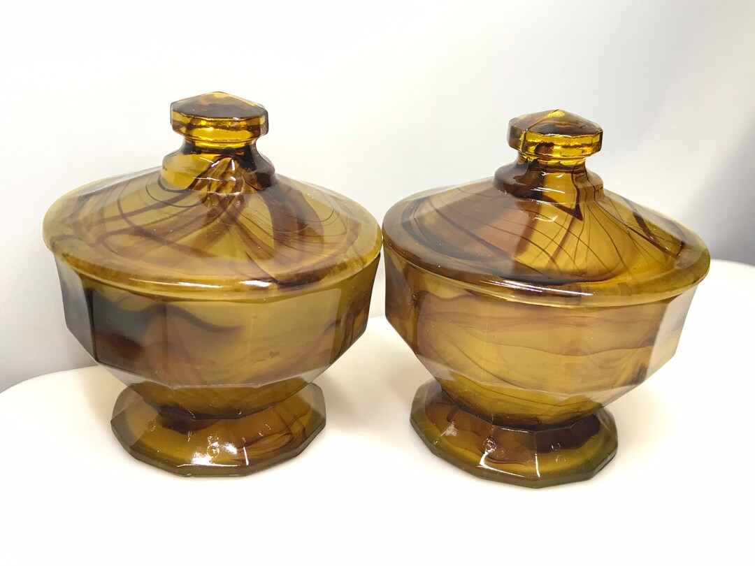 Art Deco Cloud Glass Vanity Set Davidson - Etsy