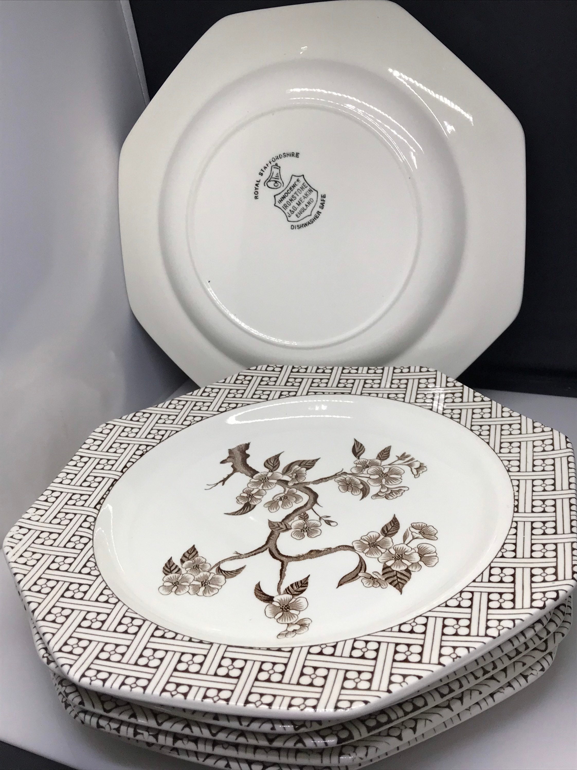 Set Six Meakin Octagonal Dinner Plates Innocence - Etsy