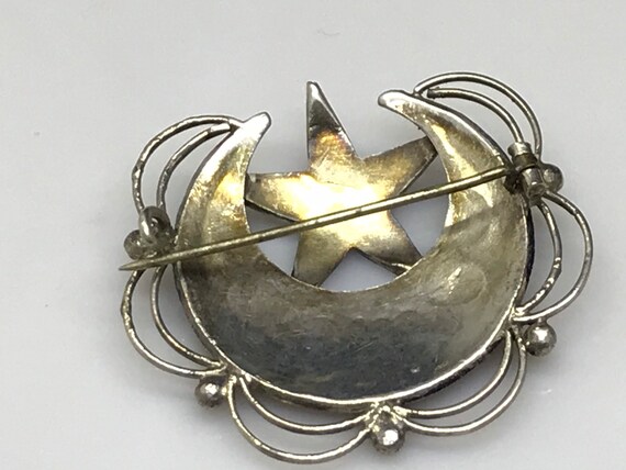 Antique Islamic silver brooch moon star mens - Gem