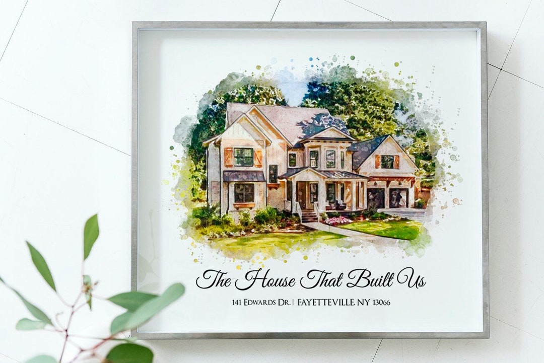 Custom House Watercolor Print, Custom Home Illustration, Personalized ...