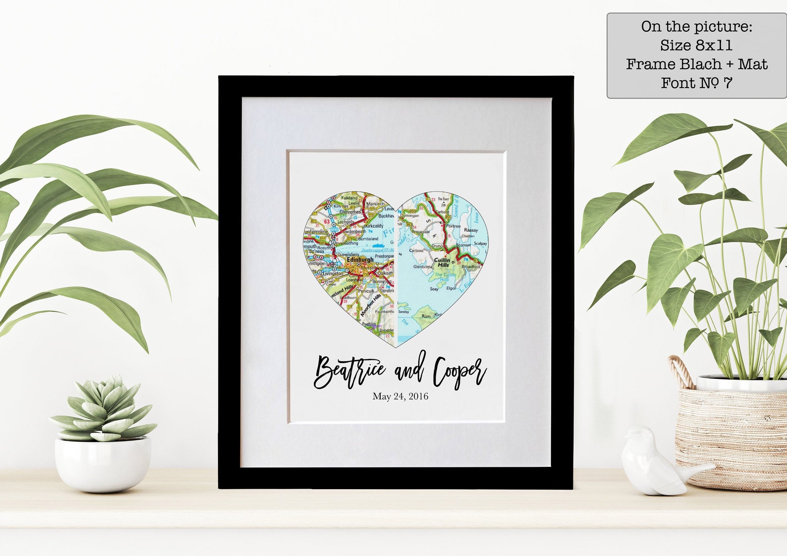 Personalized Map Heart Map Print Anniversary Gift Map | Etsy