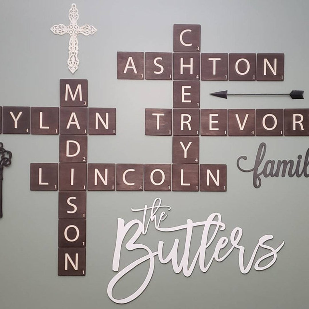 Scrabble Tile Wall Art, Family Wall Tiles, Scrabble Wood Tiles, Jumbo ...