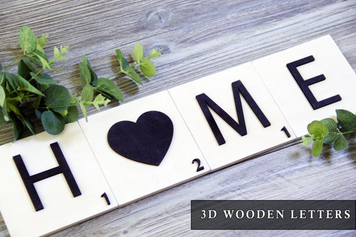 Scrabble Tiles wall art from wood Farmhouse Decor or Living | Etsy