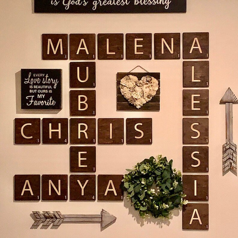 Scrabble Tiles Wall Art Large Scrabble Tiles Wooden Scrabble - Etsy