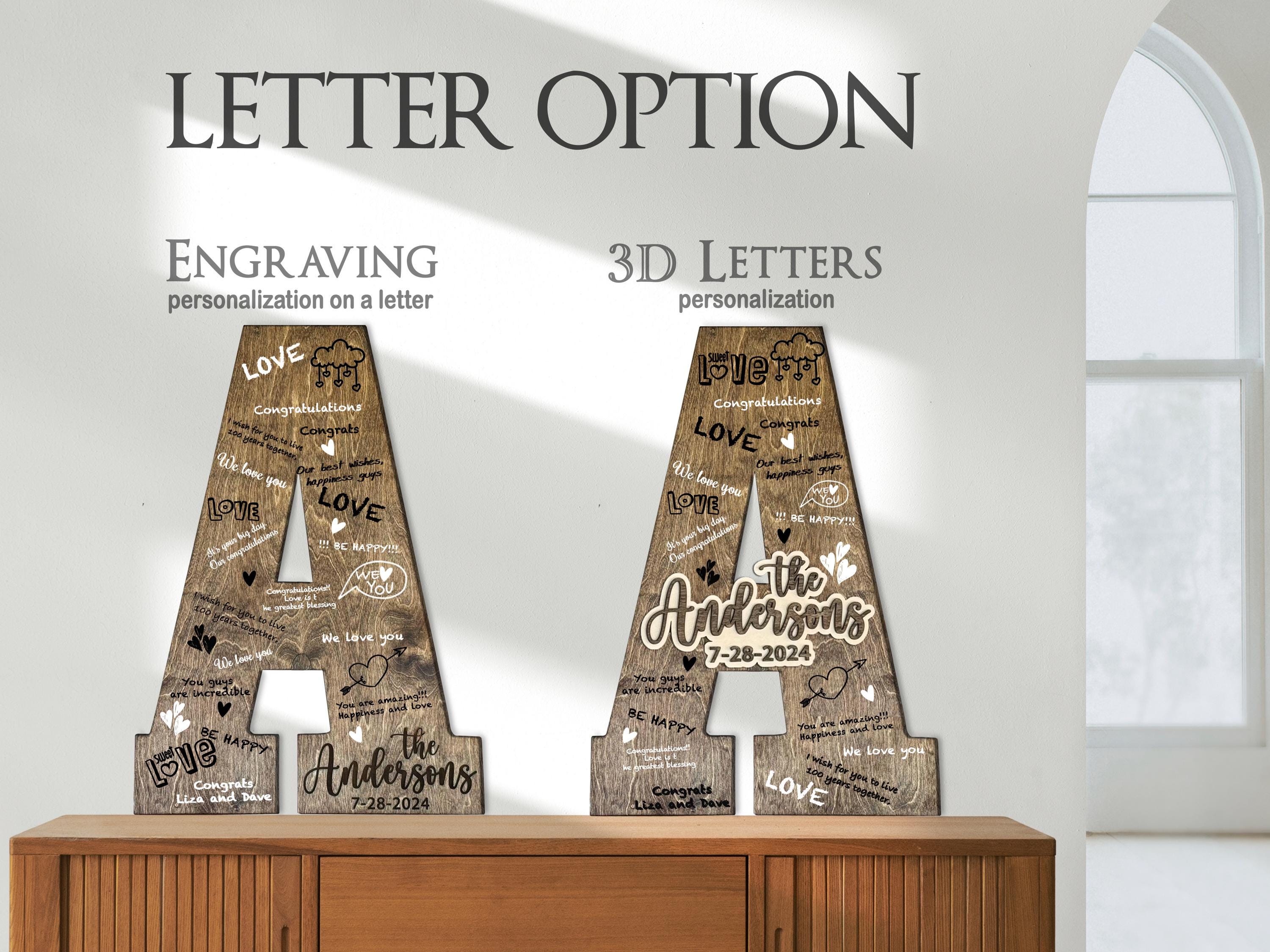3D Wedding Guest Book Alternative, Letter Guest Book, Wood 3D Guest ...
