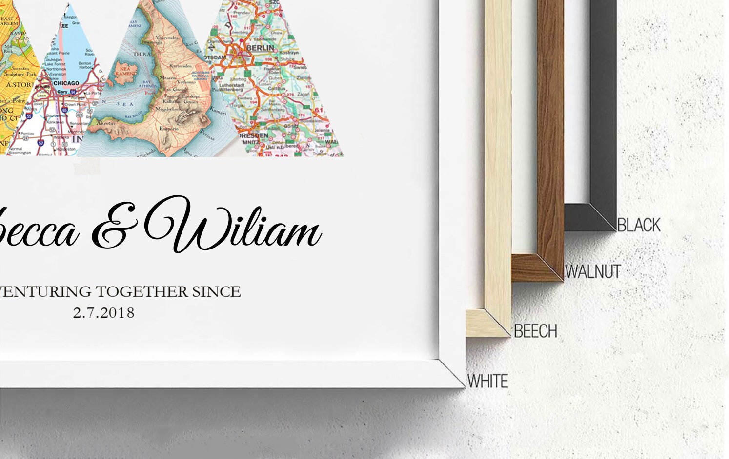 Unique Wedding Gift for Couple Heart Map Print Map Art | Etsy