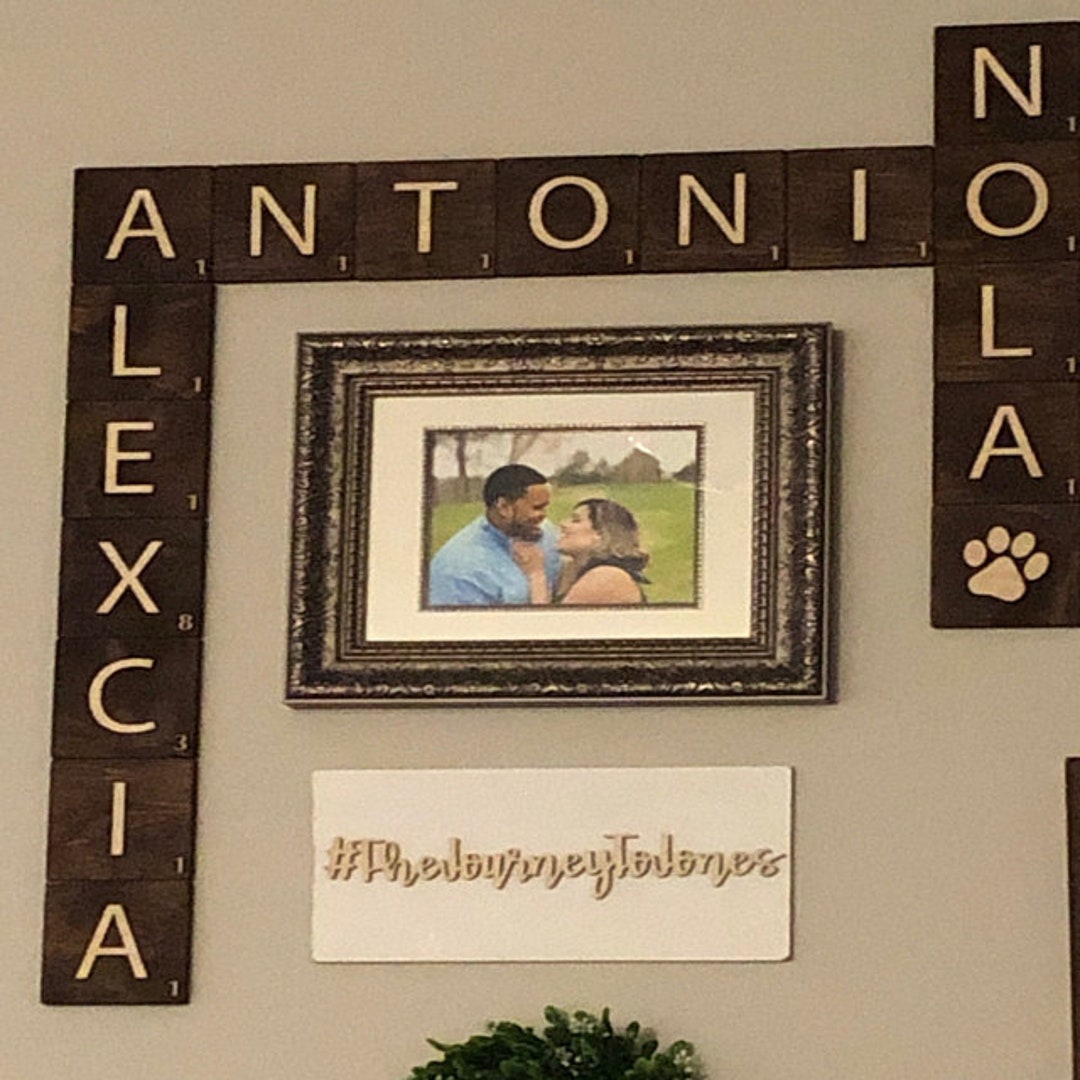 Large Scrabble Tile Wall Art Decor Custom Name on Wall - Etsy