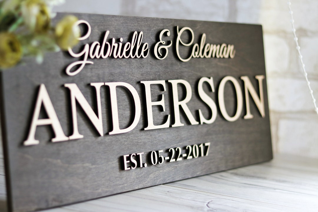 Personalized Last Name Wood Sign: Anniversary Couple Gift - Etsy