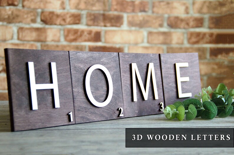 Scrabble Tiles Wall Art From Wood Farmhouse Decor or Living | Etsy