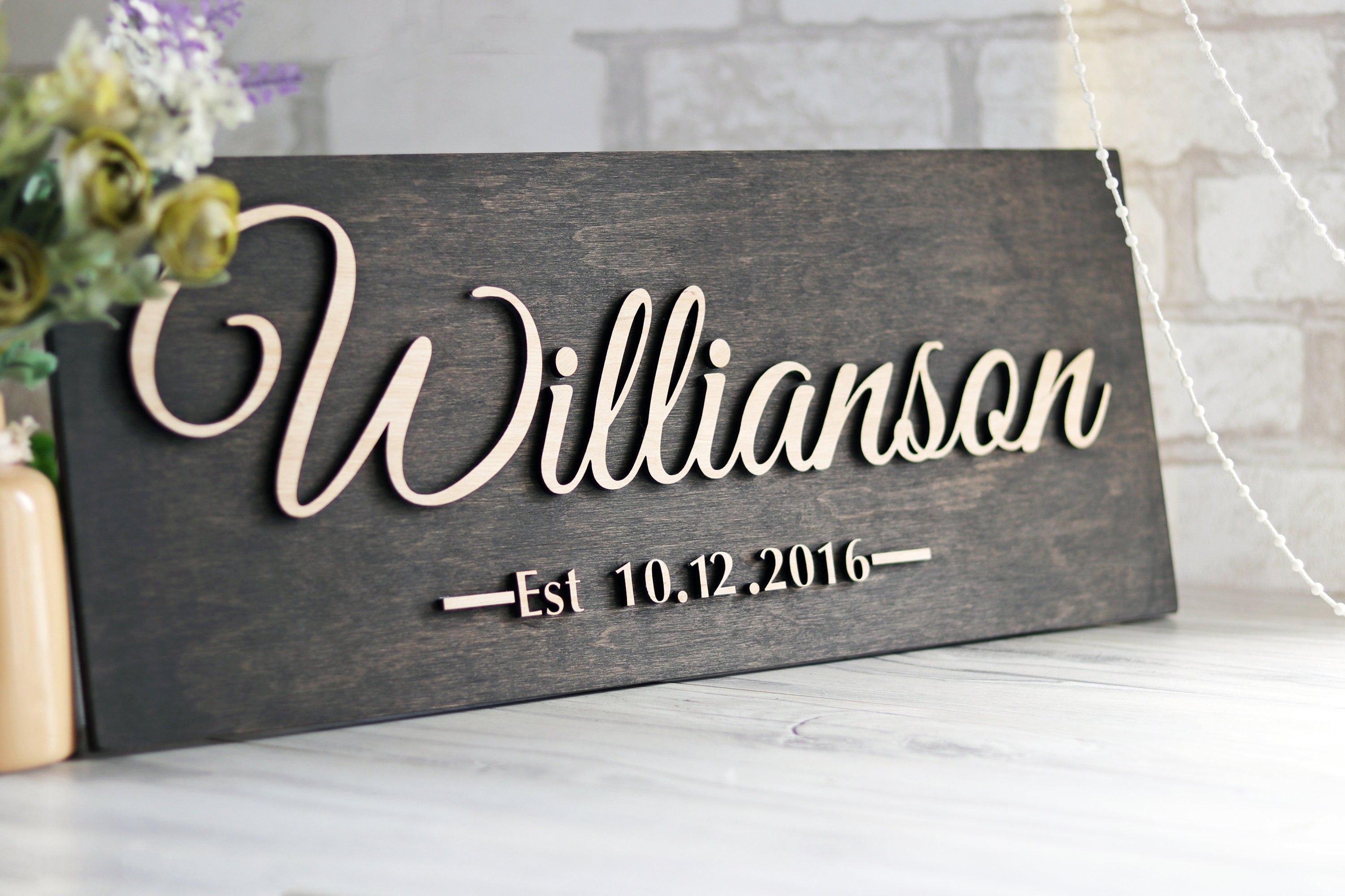 Custom Family Sign, Established Sign, Wedding Gift, Last Name Sign ...