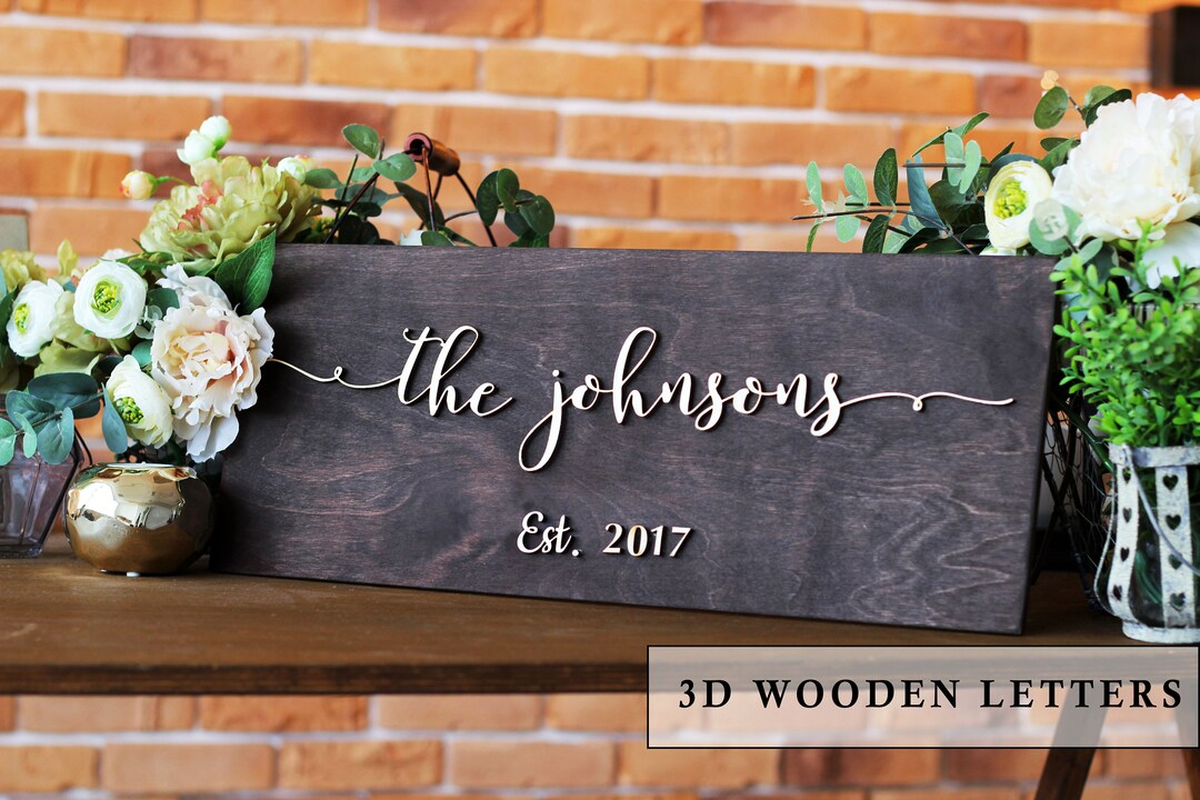 Personalized Wedding Last Name Sign: Established Family Wood Decor - Etsy