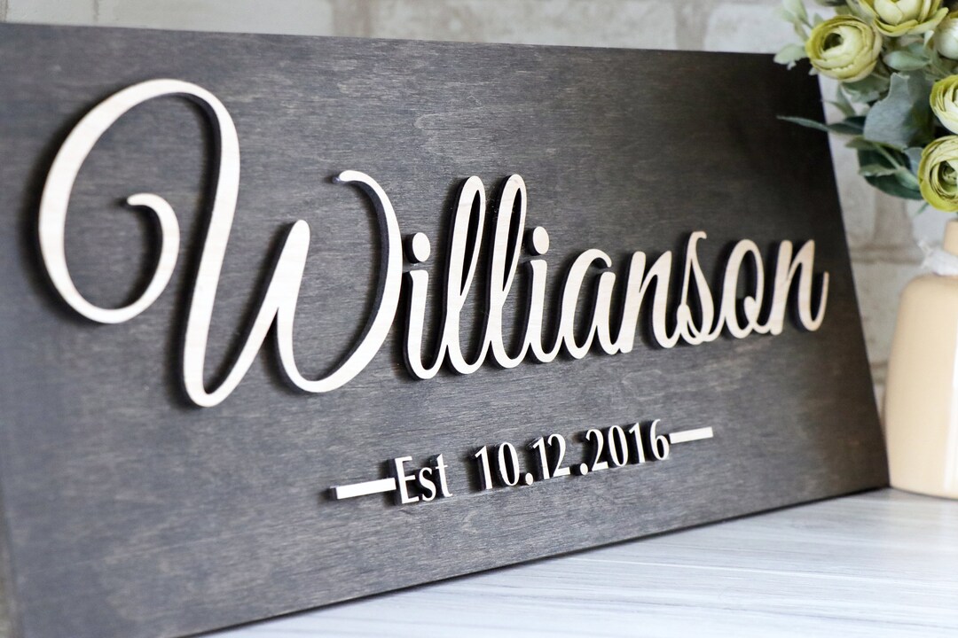 Family Name Wooden Sign, Personalized Wood Sign, Custom Last Name Gift ...