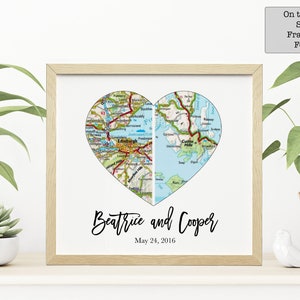 Personalized Map, Heart Map Print, Anniversary Gift, Map Print, Custom ...