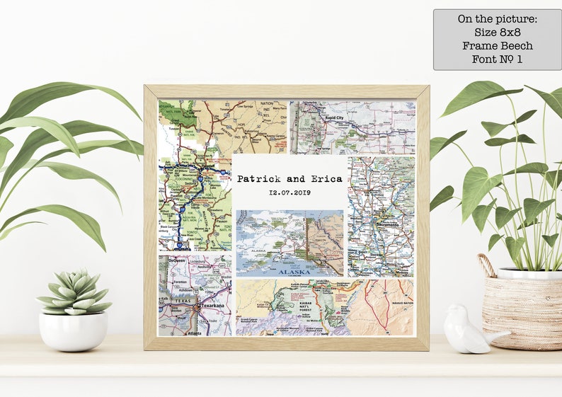 Wedding Gift Personalized Map Art 6 Map Design Map Print | Etsy