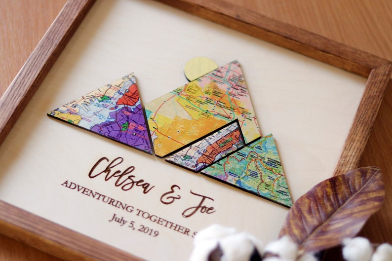 Wood map Custom Travel Map Art Valentines gift for him | Etsy