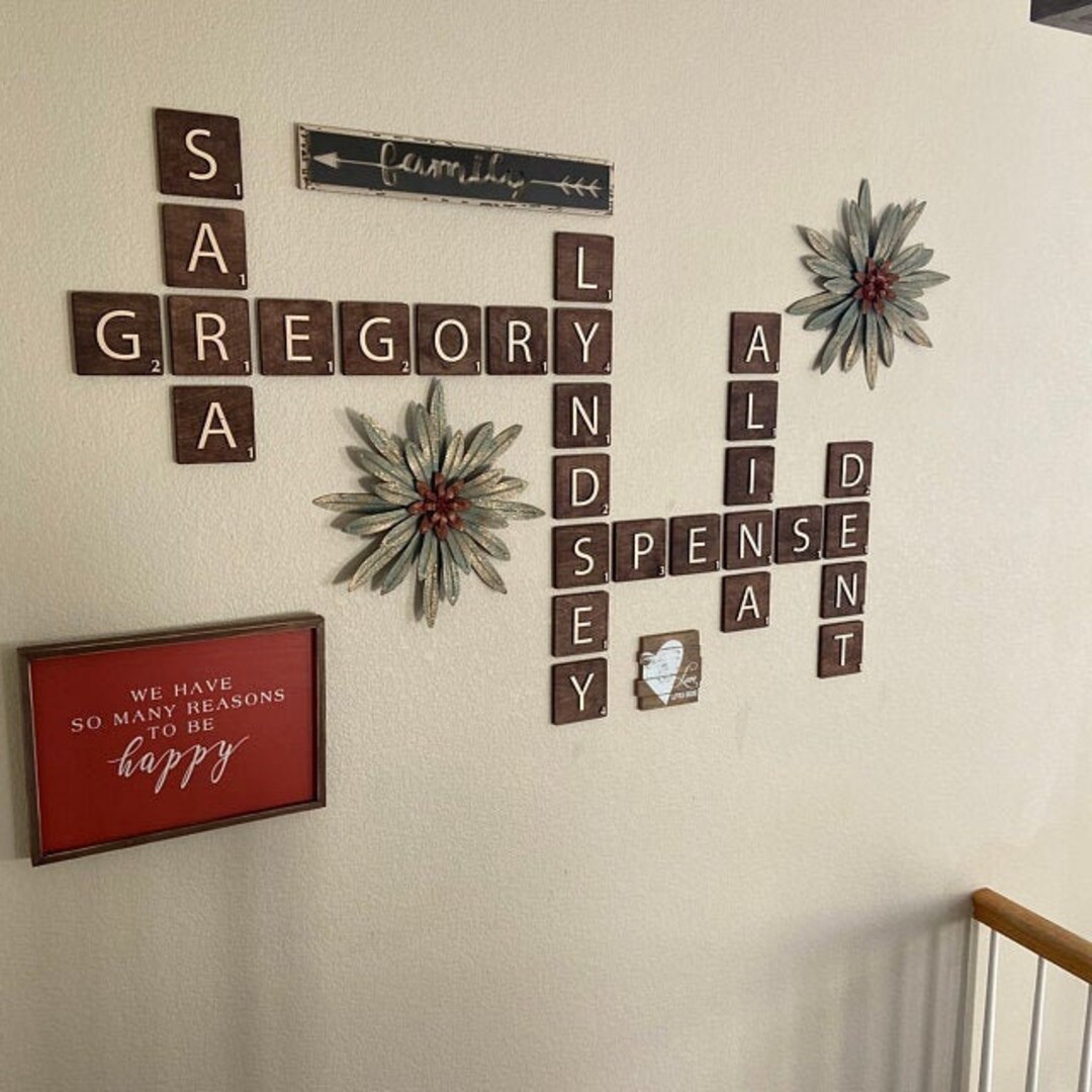 Scrabble Tiles Wall Art 5.5" - Family Gallery Wall Tiles - Wood Tiles ...