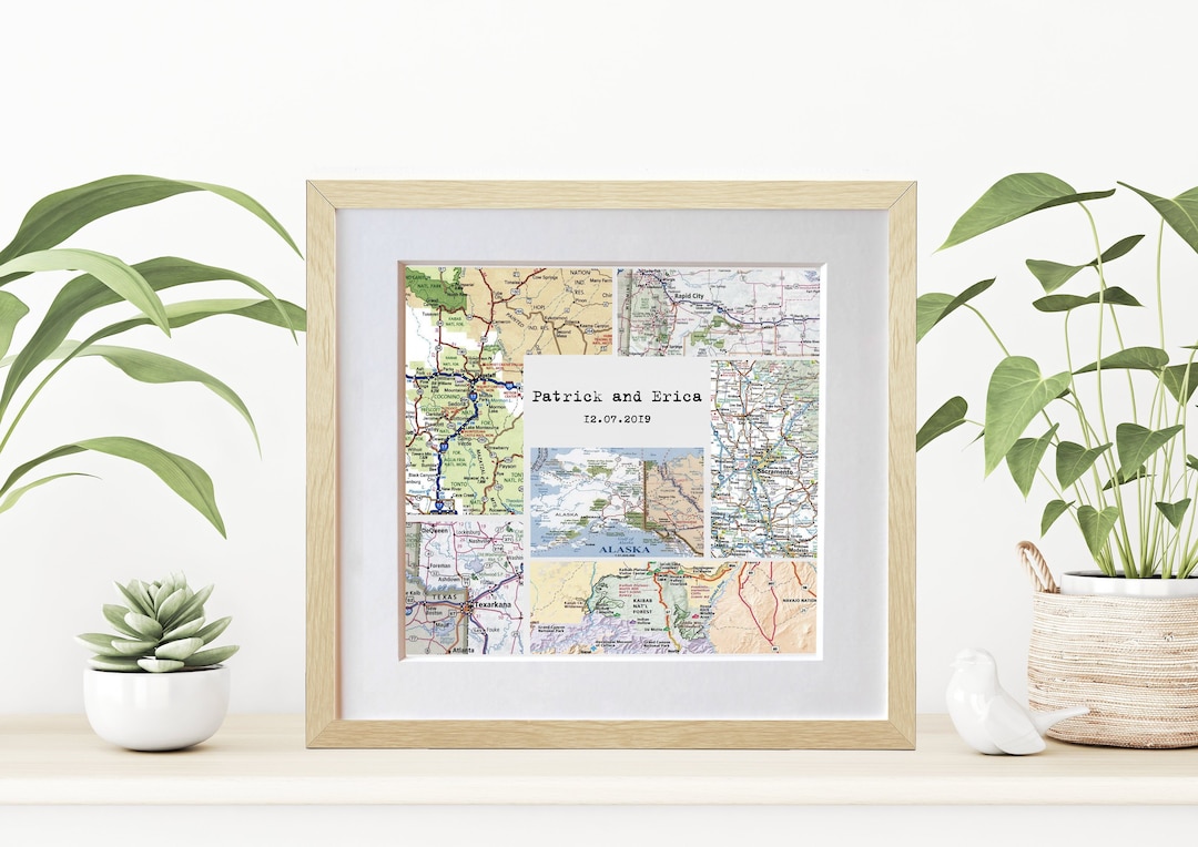 Wedding Gift, Personalized Map Art, 6 Map Design, Map Print, Custom ...