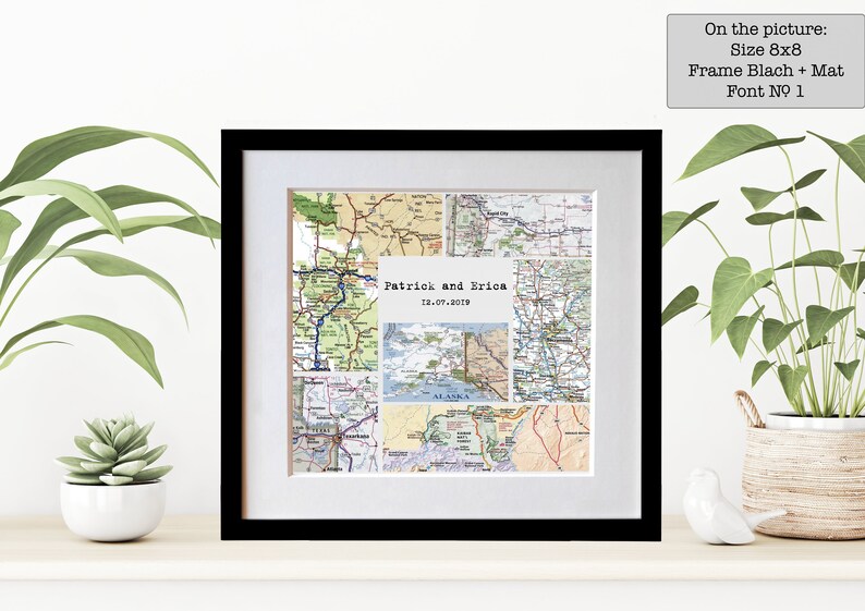 Wedding Gift Personalized Map Art 6 Map Design Map Print | Etsy