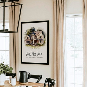 Custom House Watercolor Print, Custom Home Illustration, Personalized ...