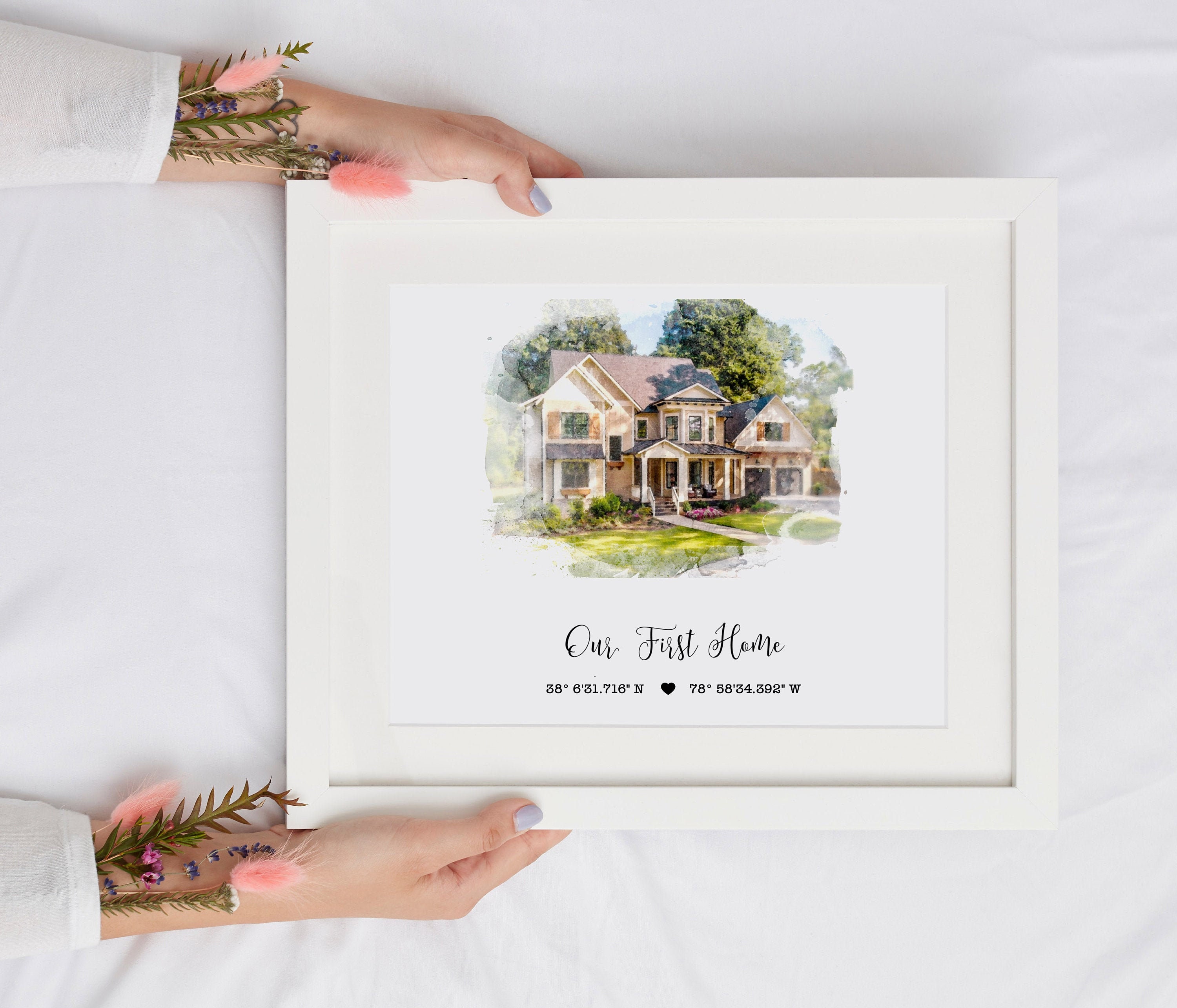 Custom House Watercolor Print, Custom Home Illustration, Personalized ...