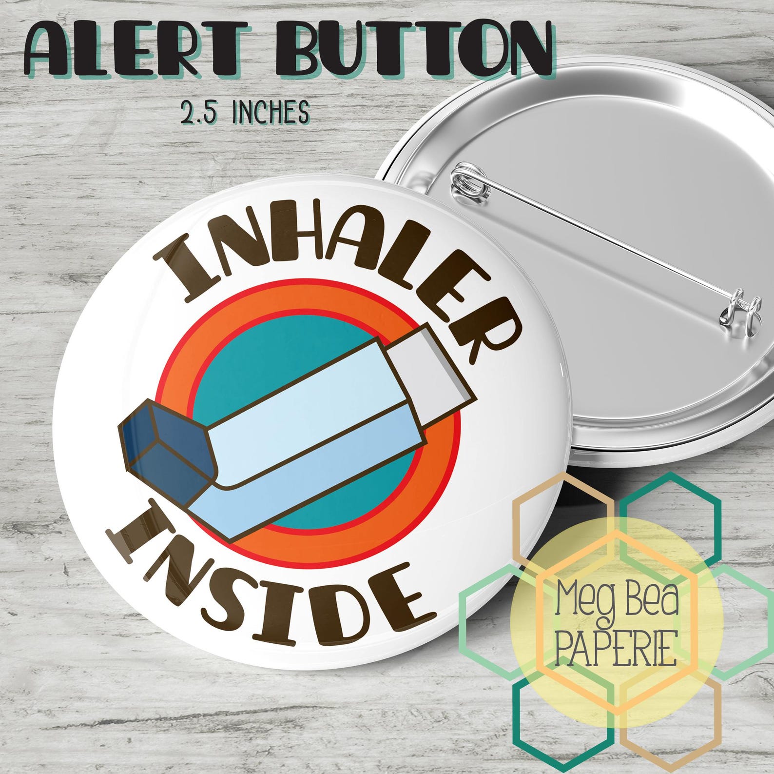 Inhaler Inside 2.5" Round Button - ENGLISH or FRENCH - Inhalateur à L ...