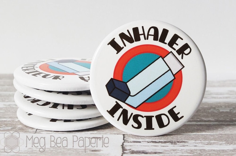 Inhaler Inside 2.5" Round Button - ENGLISH or FRENCH - Inhalateur à L ...