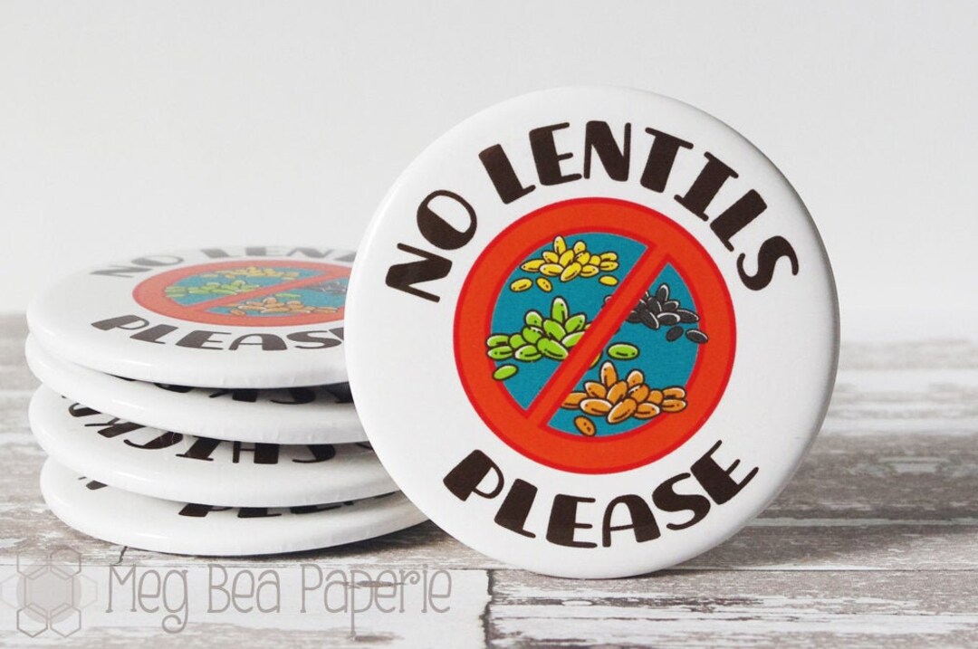 No Lentils 2.5 Round Button Food Allergy Awareness - Etsy