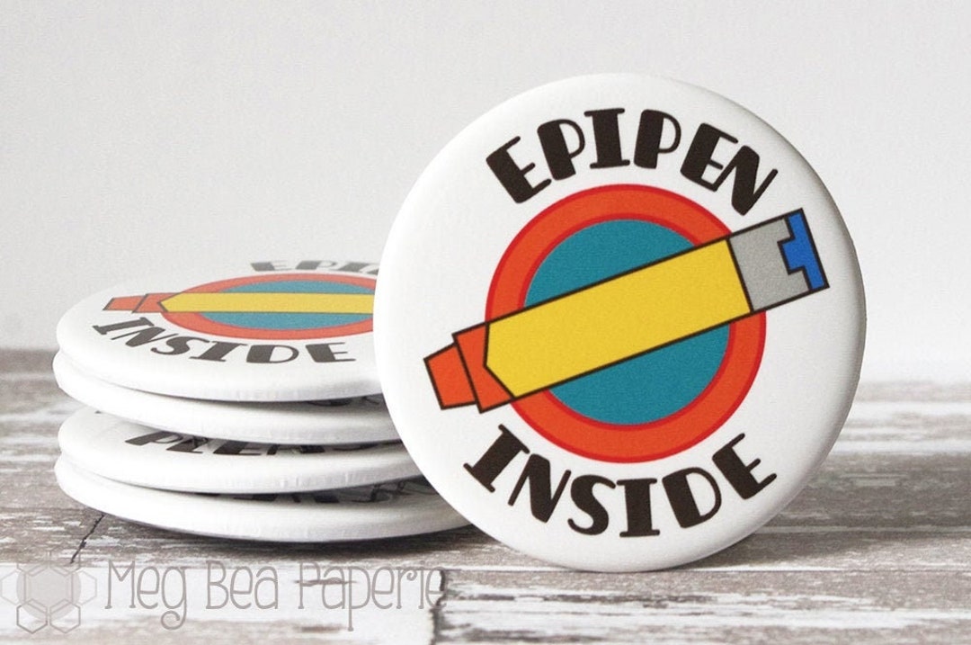 Epipen Inside 2.5" Round Button - ENGLISH or FRENCH - Epipen à L ...