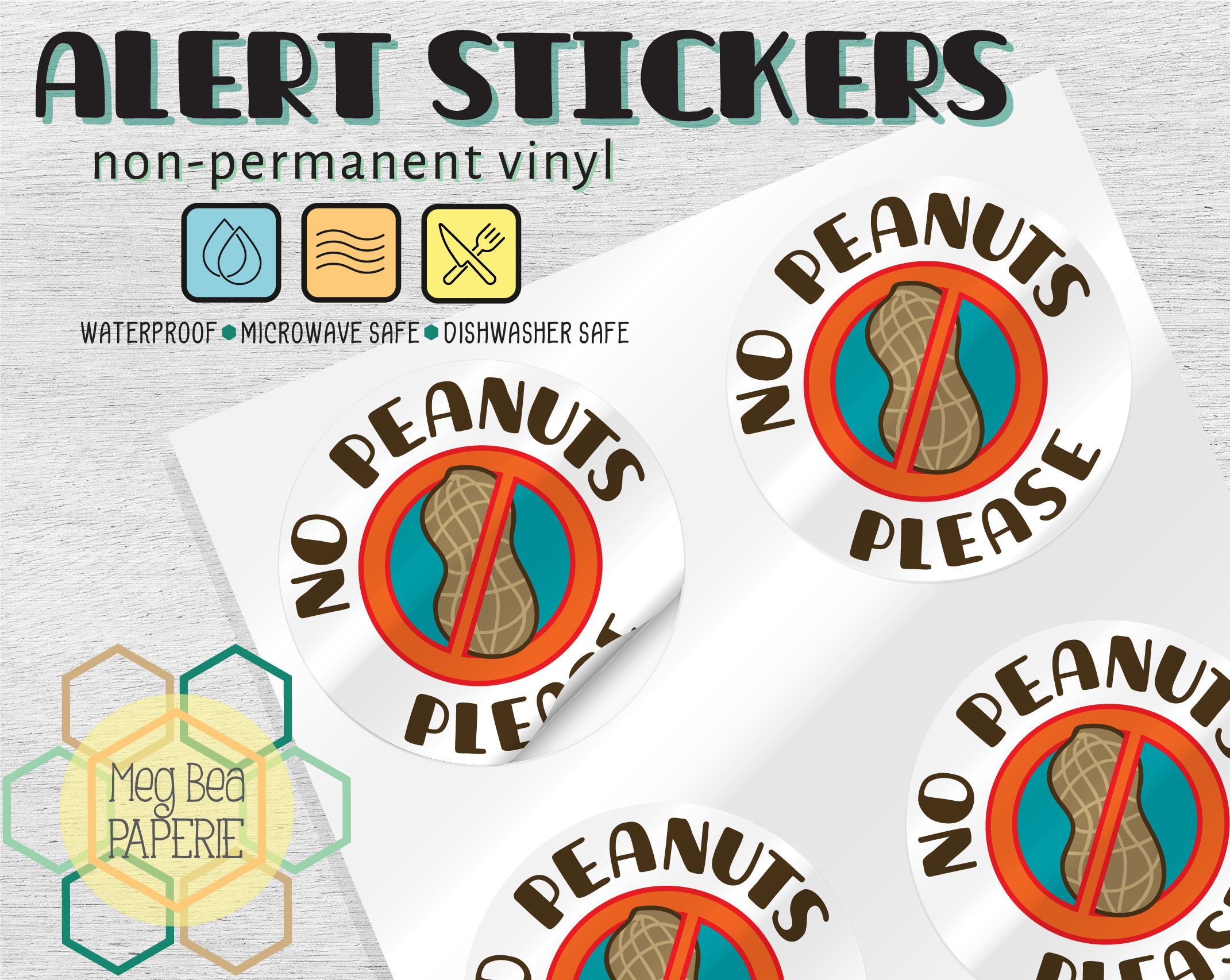 No Peanuts 1.7 Waterproof Vinyl Stickers/labels Sheet - Etsy