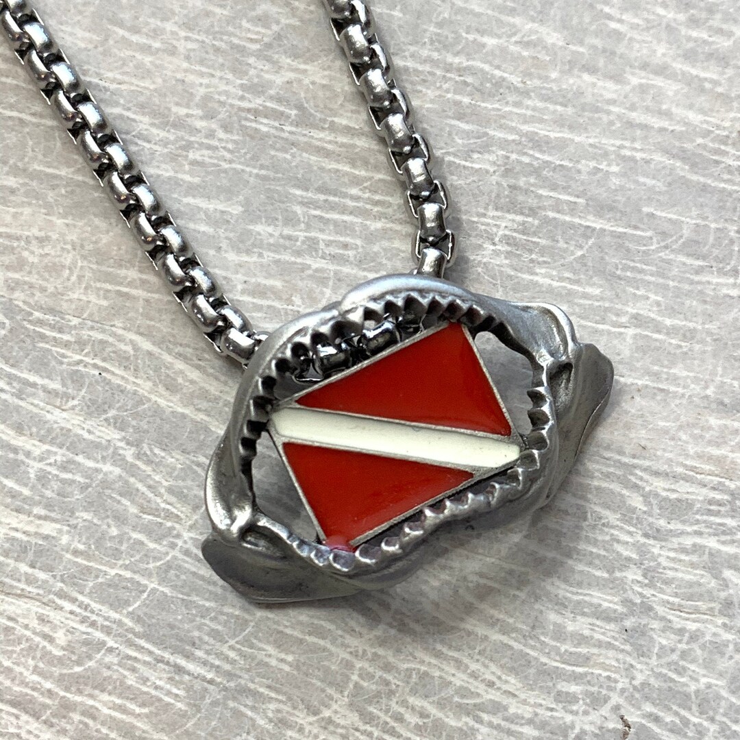 Shark Jaw Jewelry Necklace: Dive Flag Pendant, Nautical Design - Etsy